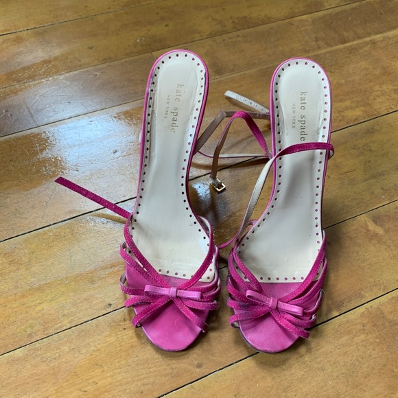 kate spade | Shoes | Kate Spade Pink Bow Spring High Heel Sandals ...